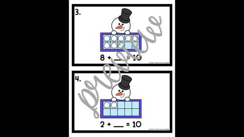 Winter Snowman Ten Frames Make a Ten to Add Task Cards by Teach 2 Grow ...