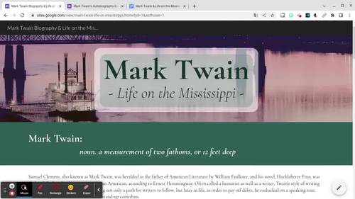 Mark Twain Author Profile Study with his Autobiography & Life on the ...