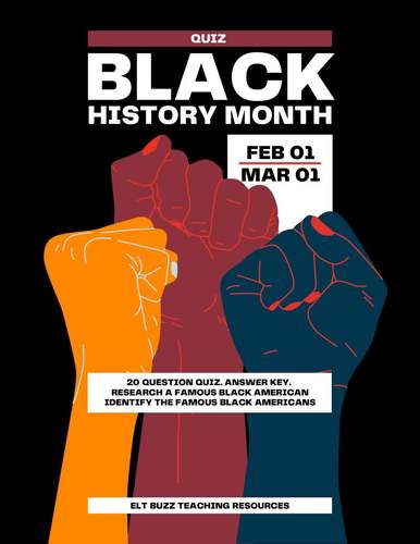 Black History Month Quiz. Research. Famous People. Online. History. ELA ...