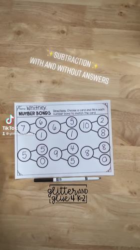 Number Bond: Fill It In! by Glitter and Glue 4 K-2 | TpT