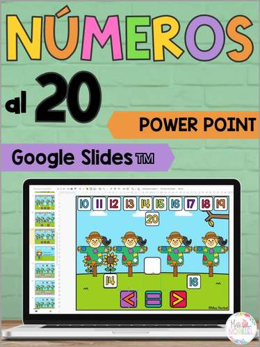 Numbers to 20 in Spanish, Compare and adding for Google Classroom
