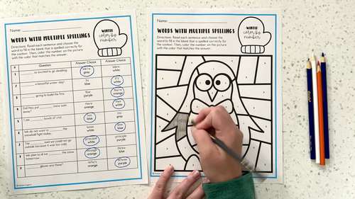 Winter ELA Color by Number Activity - Printable Coloring Pages | TPT