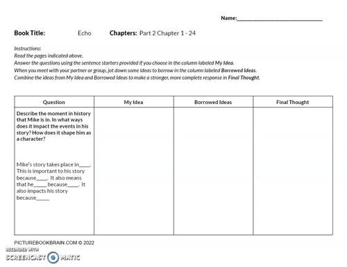 Echo by Pam Munoz Ryan Novel Study and Google Activities by Picture ...