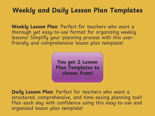 Daily and Weekly Lesson Plan Templates (PDF) by Preaux Educational Services