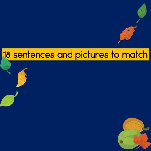 Fall Matching Picture to Sentence Reading Comprehension and Writing Center