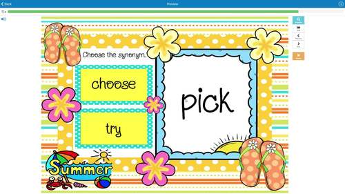 Summer Synonyms and Antonyms Grammar Boom Cards™ Digital Activity