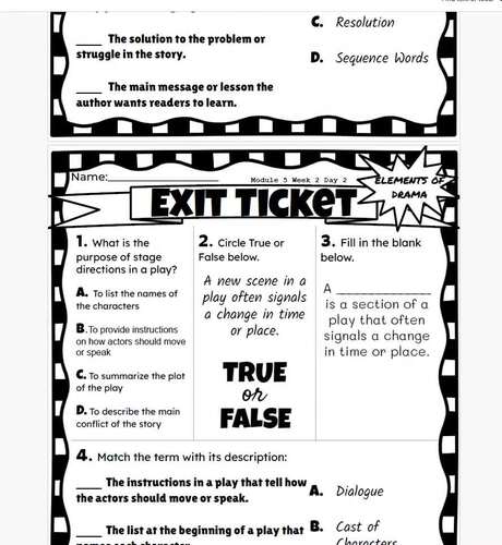 HMH Into Reading Lesson Exit Tickets - Fifth Grade - Module 5 Week 2