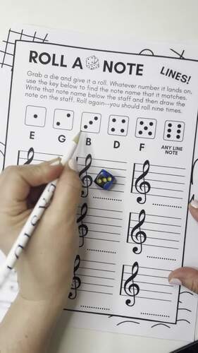 Treble Clef Dice Activity for Music Centers: Learn the Notes on the Staff