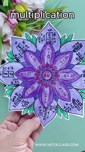 4th Grade Spring Math Flower Craft Multiplication Practice Worksheets ...