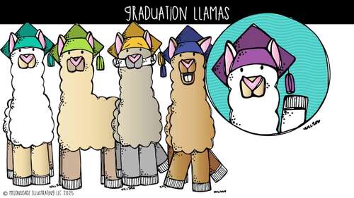 Graduation Llamas clip art Commencement clip art Mini by Melonheadz Clipart