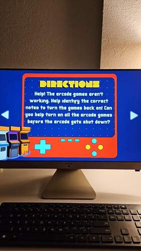 Arcade Game Treble Line Interactive Elementary Music Activity Game