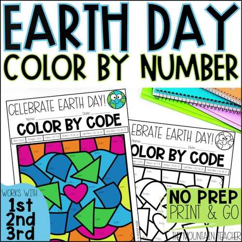 Earth Day Color By Number & Earth Day Fun Math Activity for 1st 2nd or ...