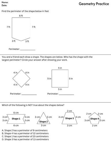 Geometry Practice by Blue August | TPT
