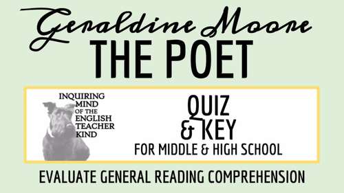 "Geraldine Moore the Poet" by Toni Cade Bambara Quiz and Answer Key ...