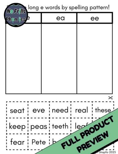 Long Vowels - vCe and Vowel Teams {Spelling Patterns Sort - Cut & Paste ...