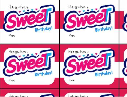 SweeTARTS (Sweet Tarts) Birthday Gift Tag-Hope you have a Sweet Birthday!