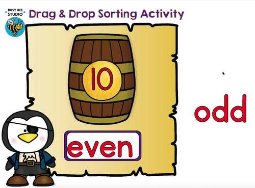 Odd and Even Numbers (1-50) | Boom Cards Sorting Game by Busy Bee Studio