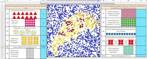 Digital Math Pixel Art Mystery 3rd Grade Multiplication with Equal ...