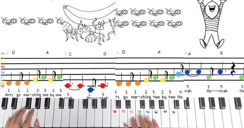 Ants Go Marching: Piano Score & Coloring Pages for Beginners | TPT