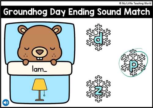 Groundhog Day Ending Sound Match Boom Cards | Distance Learning | TPT