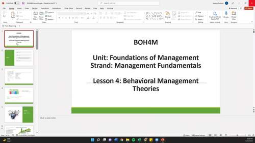 BOH4M Business Leadership: Management Fundamentals: Behavioral Mgmt ...