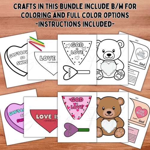 Valentine's Day Bible Craft Bundle, 1 Corinthians 13 Bible Verse Activities