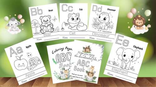 A-Z Alphabet Coloring Pages for Kids | Cute Animal ABC Worksheets by ...