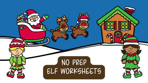 Elves and Elf Math and Literacy Worksheets No Prep- PreK Kindergarten ...