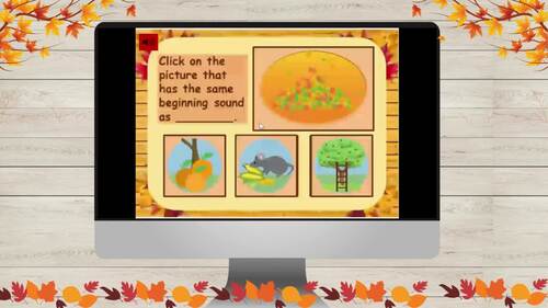 Fall Matching Pictures by Beginning Sound (Boom Cards with Audio)