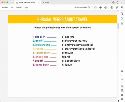 ESL Intermediate Lesson: Learn Phrasal Verbs About Travel by ESL Adult ...