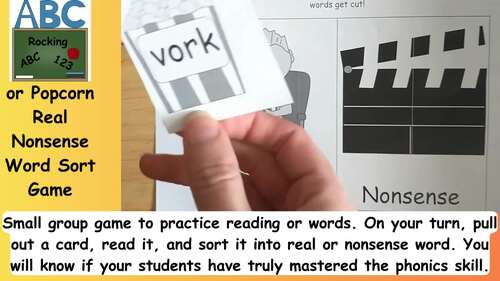 or (bossy r) real and nonsense word sort game or craftivity with ...