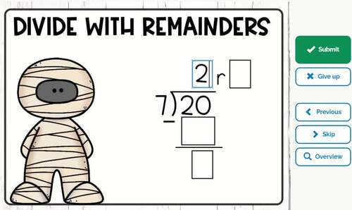 Halloween Basic Division with Remainders Boom Cards - 4th Grade Digital ...