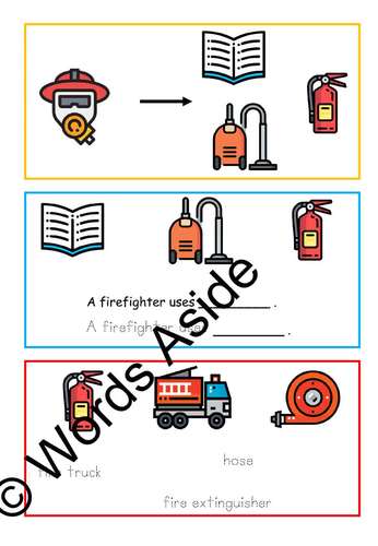 Association Task Cards Center Community Helpers Professions by Words Aside