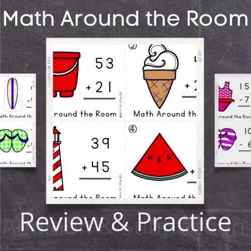 End of Year Math Around the Room for Addition & Subtraction Practice ...