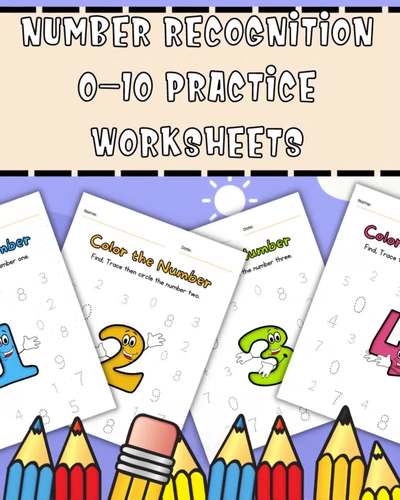 Number Recognition 0-10 Practice Worksheets: Finding, counting, and ...
