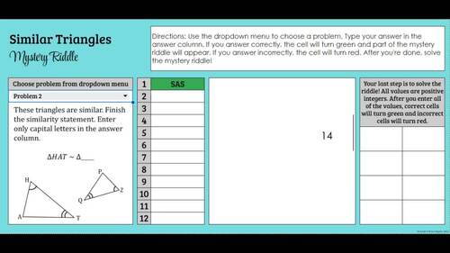 Similar Triangles Digital Mystery Riddle Activity for Valentine's Day