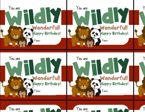 Cute Animal Birthday Gift Tag- You are Wildly Wonderful! Happy Birthday!
