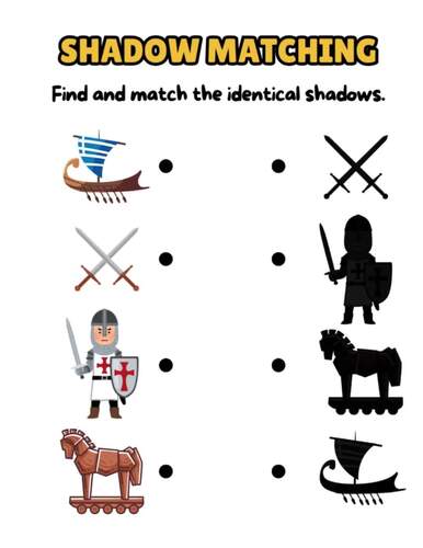 Ancient Rome Shadow Matching Worksheets Preschool Printable Activities ...