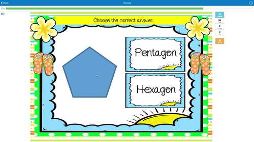 Summer Math Geometry Identify The 2D Shapes Boom Cards by The British Kitty