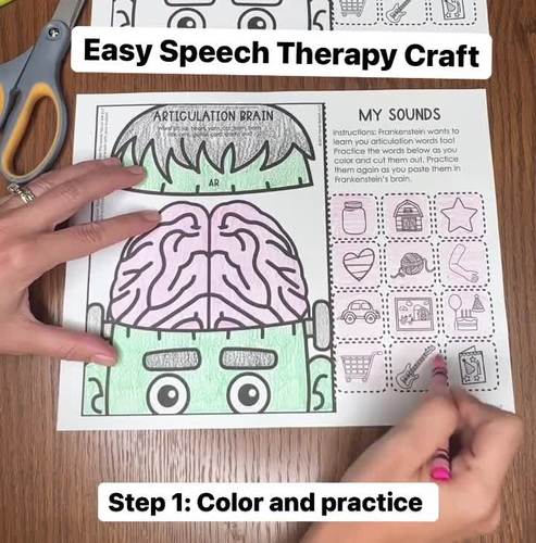 Speech Brains! One Page Frankenstein themed Speech Therapy Craft