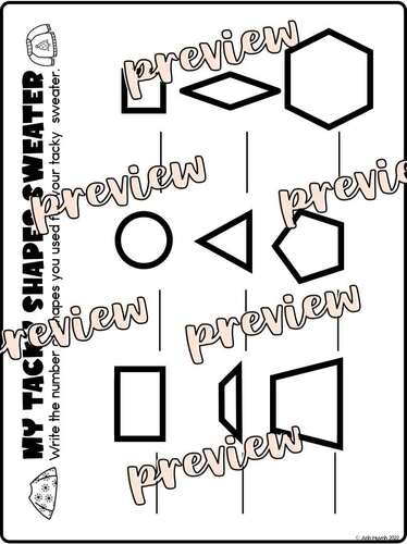 Tacky Christmas Shapes Sweater a Winter Shapes and Graphing Activity