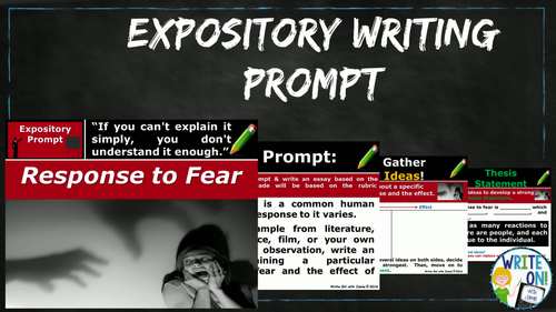 Expository Writing Prompt with Graphic Organizer, Rubric - Response to Fear