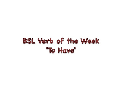 BSL explanation of the VERB to have by SEN Teacher | TPT
