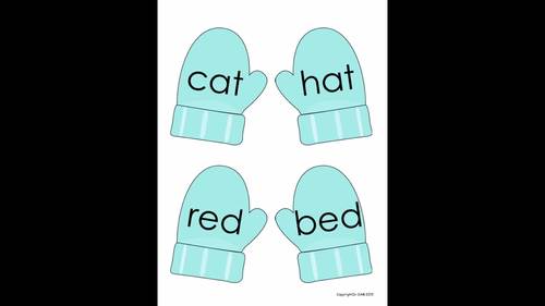 Winter Themed Rhyming Activity - Mitten Match (CVC and CVC+e words) by ...