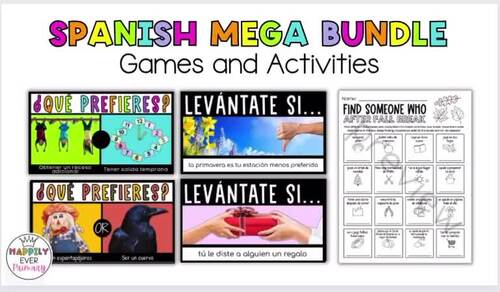 Spanish Activities and Games Mega Bundle | Speaking Activities | Editable