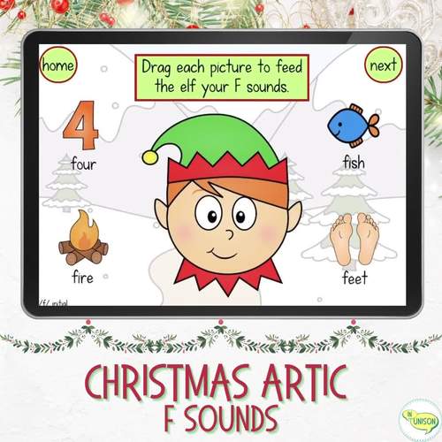 Christmas Articulation Boom Cards™ Feed the Elf F Sounds | TpT