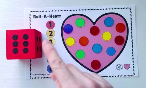 Roll-A-Heart: Valentine’s Math Center Game Counting PreK & Kindergarten
