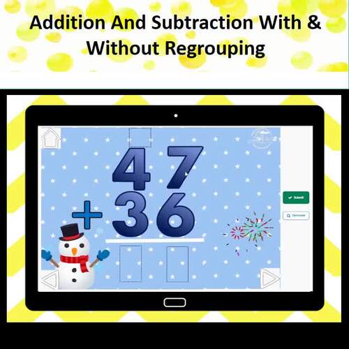 Addition And Subtraction With & Without Regrouping Winter Boom Cards