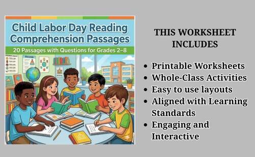 Child Labor Day Reading Comprehension Passages for Grades 2–8 (20 ...