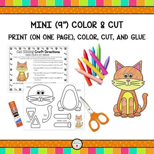 Cat Cut and Paste Craft | Cat Craft Activity | Printable Cat Cut Out ...